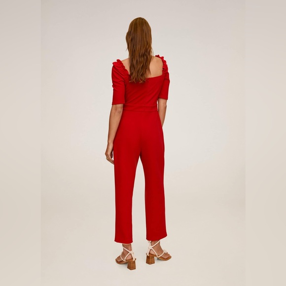 Mango | Pants & Jumpsuits | Mng Mango Red Flowy Long Jumpsuit | Poshmark